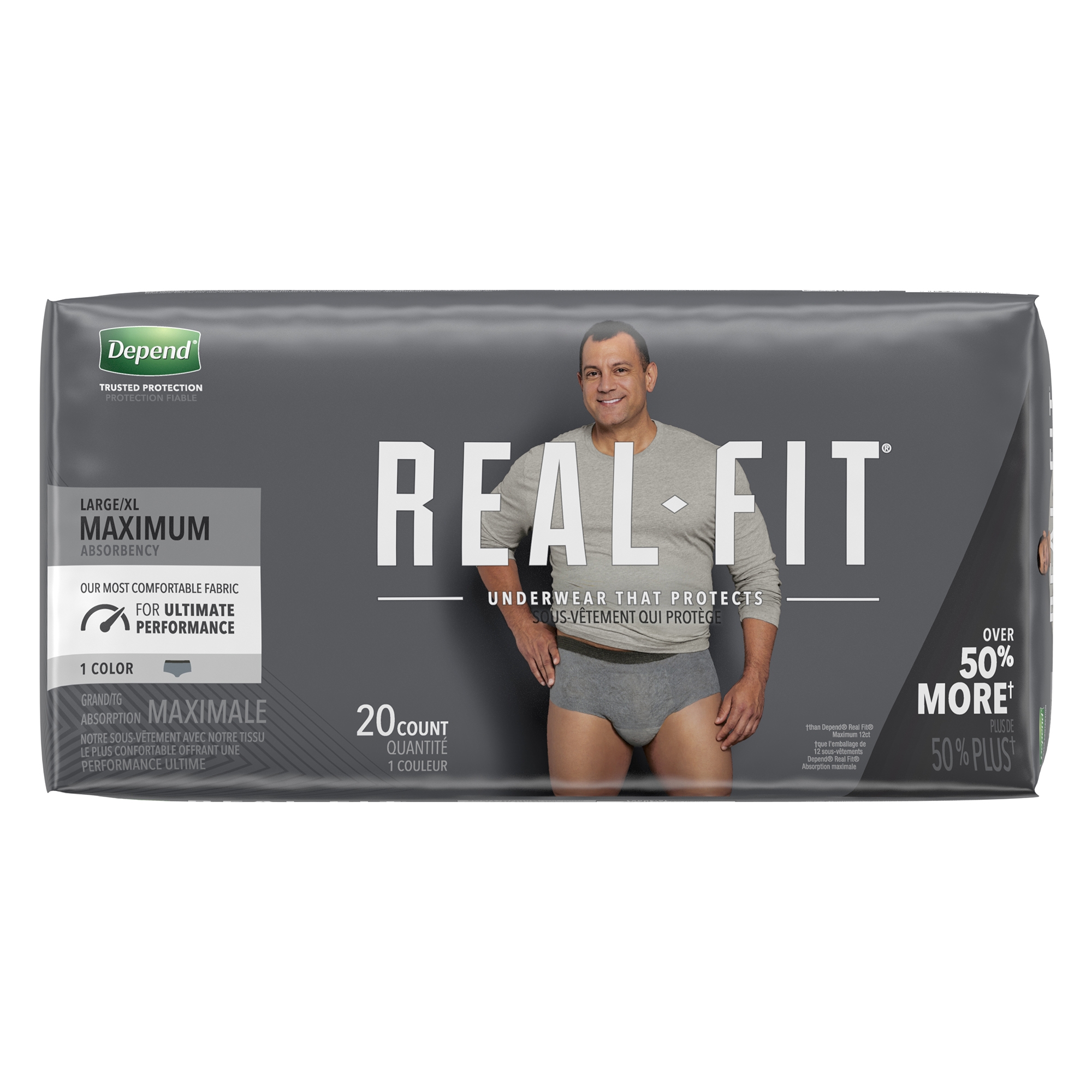 Kimberly Clark Depend Real Fit Briefs for Men, Maximum Absorbency ...