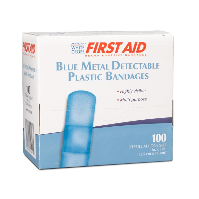 Dukal Sterile Metal Detectable Plastic Adhesive Bandages, Plastic, 1" x ...
