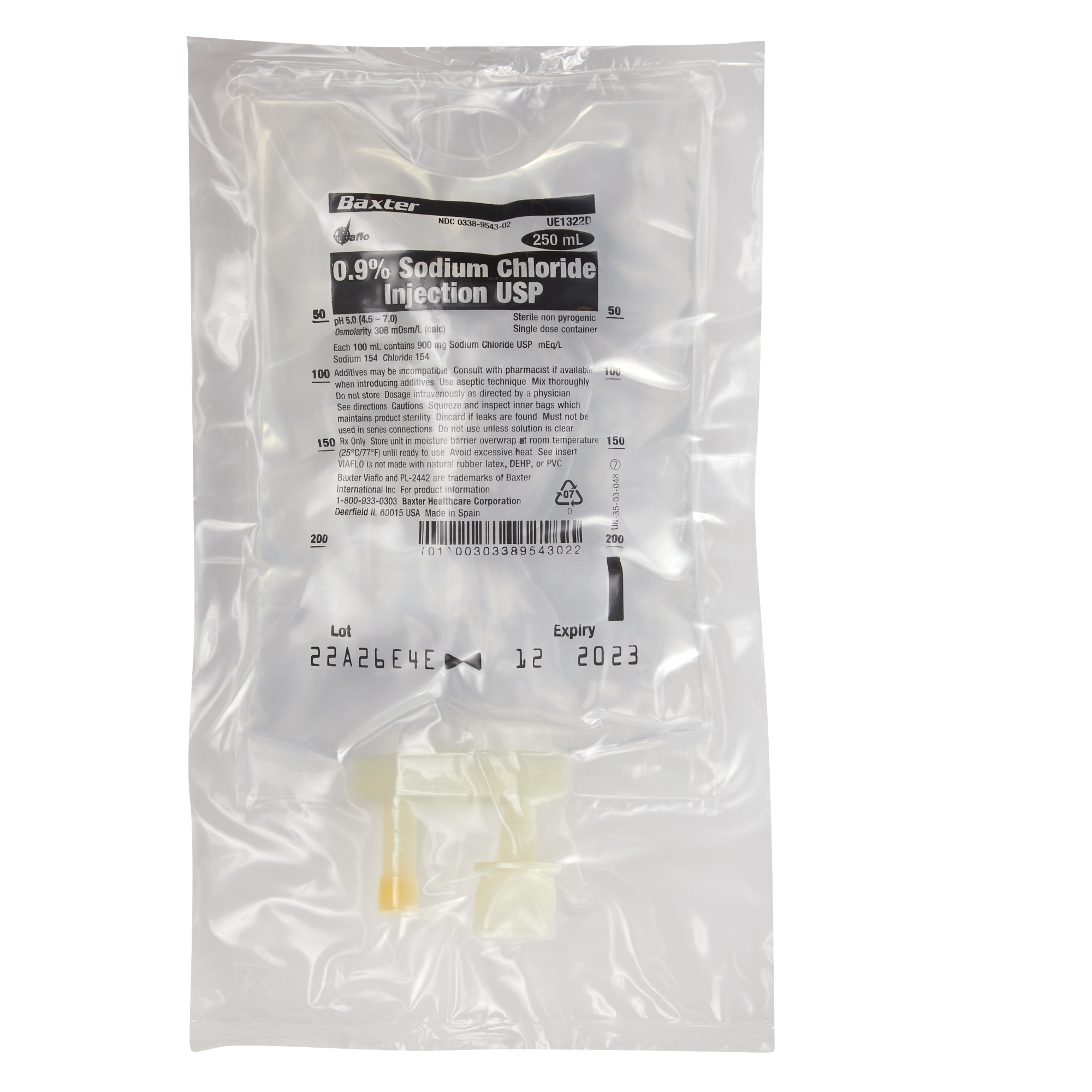 Baxter 0.9% Sodium Chloride Injection, USP, Viaflo Plastic Container ...