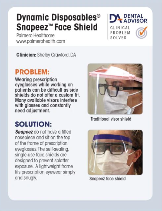 Palmero Dynamic Disposables Snapeez Face Shields, Office Pack 3920
