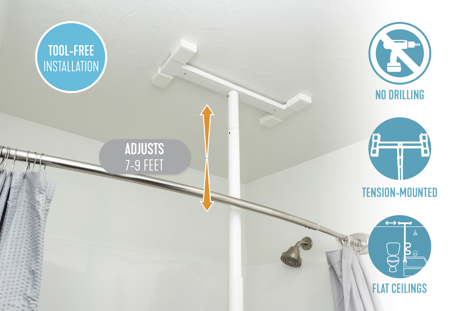 Stander Bathtub Security Pole and Curve Grab Bar 1120