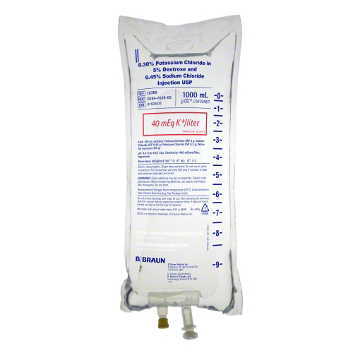 B Braun Excel IV Container Potassium Chloride in 5% Dextrose and 0.45% ...