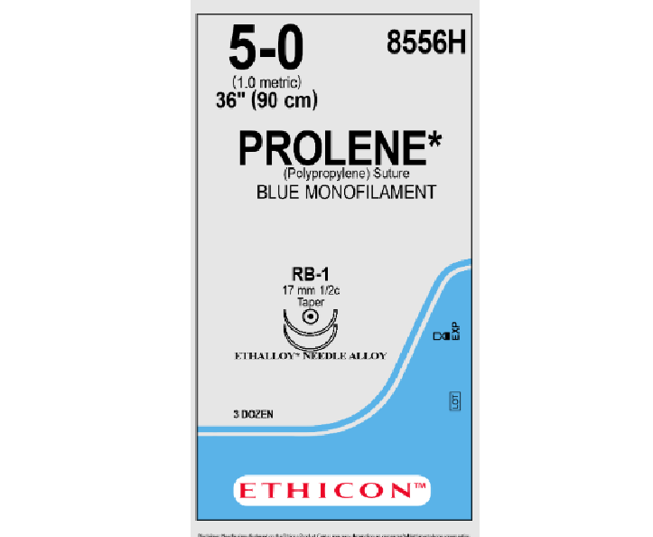 Ethicon Prolene Polypropylene Suture Blue Monofilament RB 1 Needle 8556H