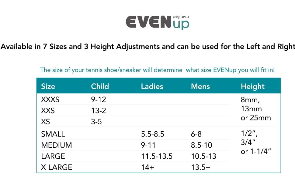 Evenup Shoe Balancer Leveler Lift for Uneven Legs to Wear With Walking ...