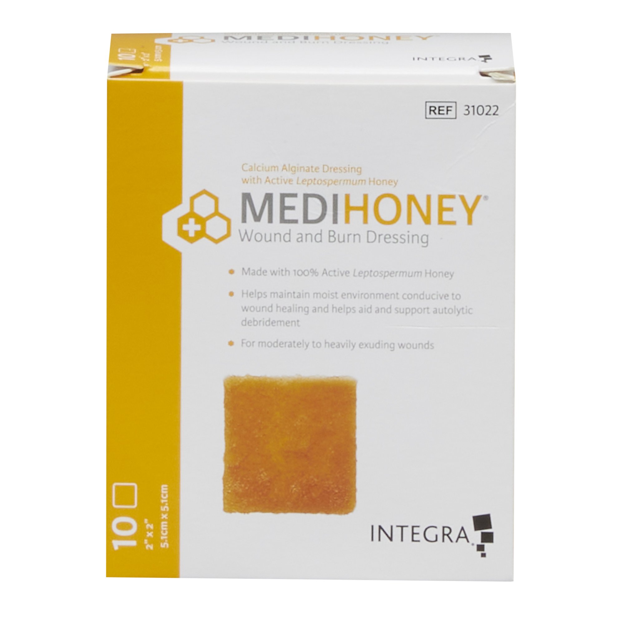 Integra LifeSciences MediHoney Calcium Alginate Dressing, Honey ...