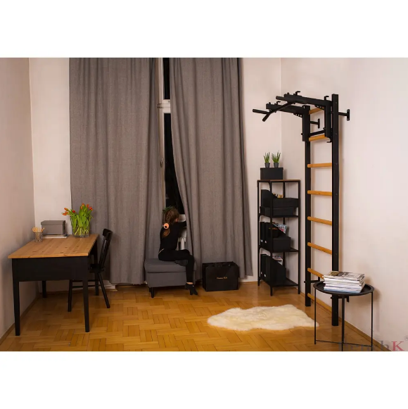 Benchk 233 Wall Bars with Convertible Steel 6 Grip Pull Up Bar 233B