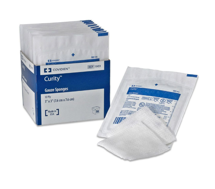 Cardinal Health Curity Woven Gauze Sponges, Sterile, Peel Back Package 3033