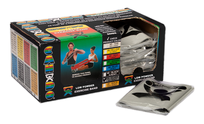 CanDo 4' Length Low Powder Pre Cut Exercise Band in Dispenser Box 10-5246