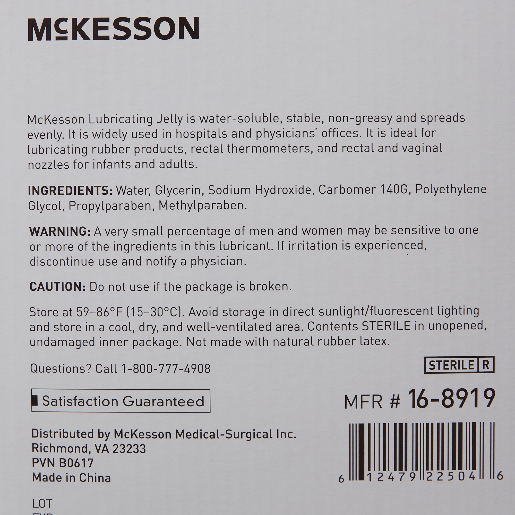 Mckesson Sterile Lubricating Jelly 4 oz Tube 16-8919