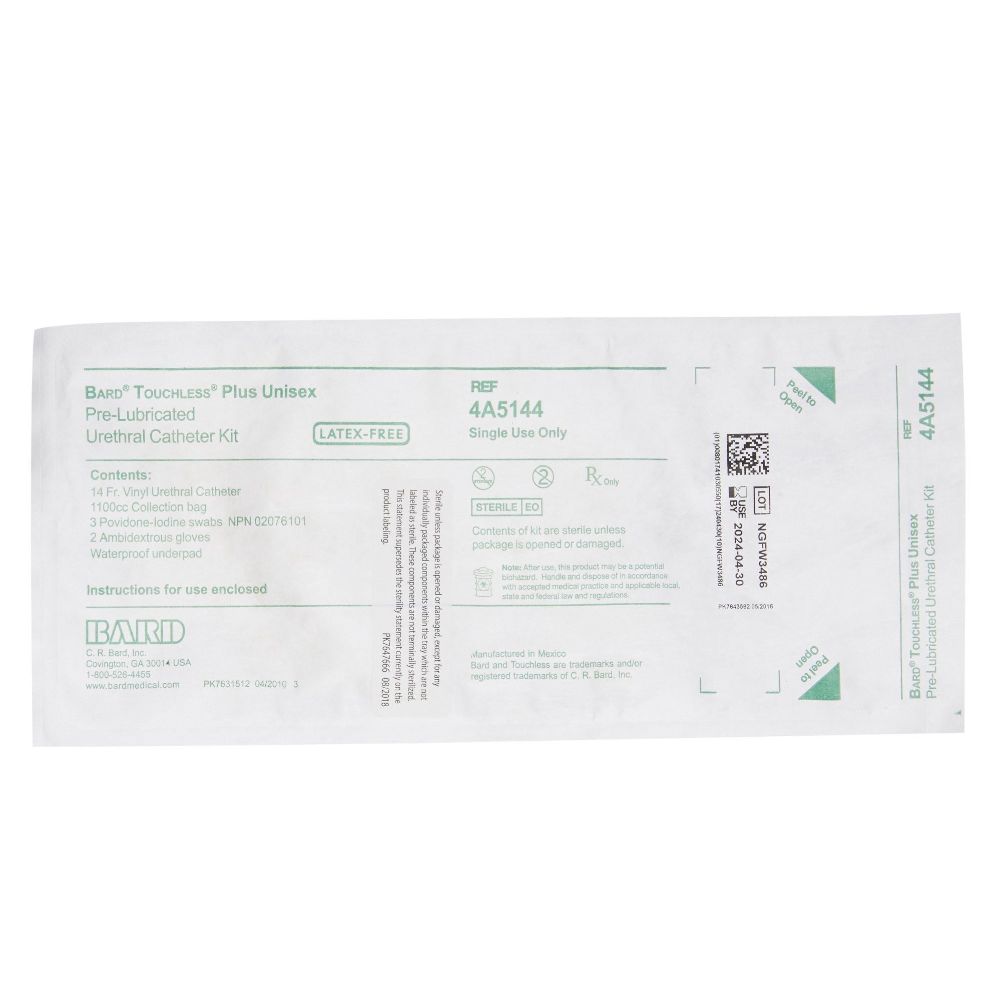 Bard Medical Touchless Plus Intermittent Catheter Kit, Unisex, Straight ...