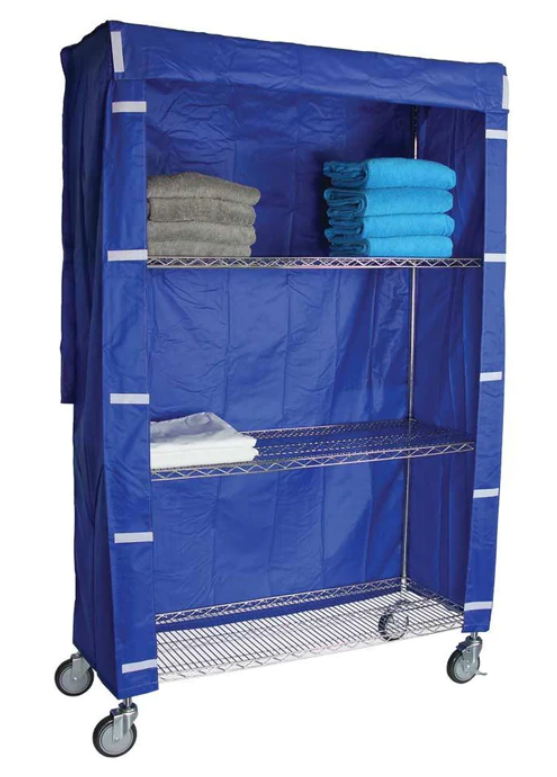 R&B Wire Tall Rolling Wire Shelving Cart Nylon Cover 183672C
