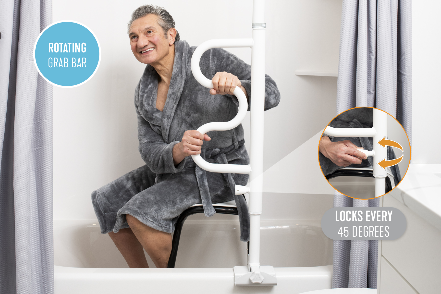 Stander Bathtub Security Pole and Curve Grab Bar 1120
