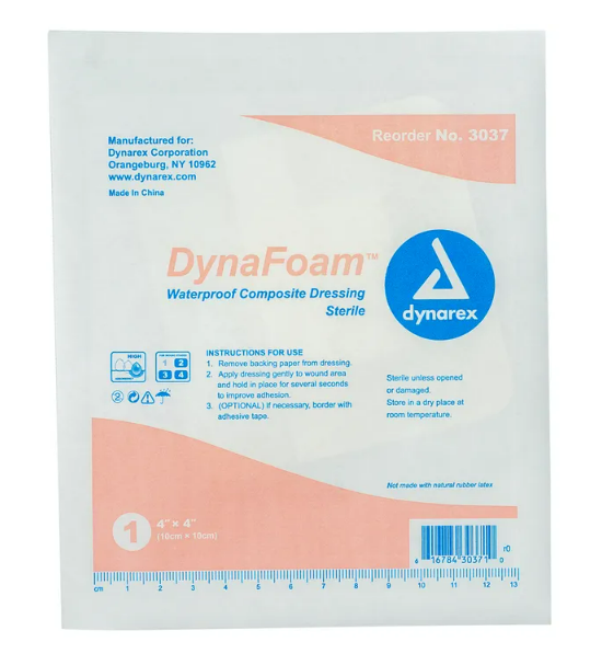 Dynarex DynaFoam Waterproof Bordered Foam Dressing 3037