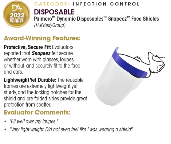 Palmero Dynamic Disposables Snapeez Face Shields, Office Pack 3918