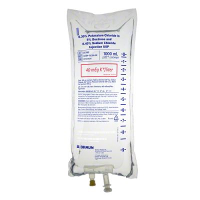 B Braun Excel IV Container Potassium Chloride in 5% Dextrose and 0.45% ...